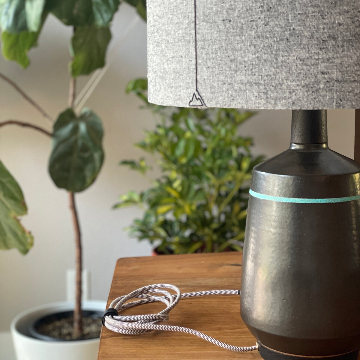 Durban Lamp Pair - Black & Aqua – Fenway Clayworks